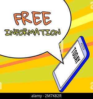Hand writing sign Free Information. Business showcase knowledge ...