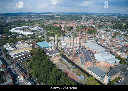 aerial view of Kidderminster town centre skyline from the North looking ...