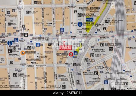 Japan, Honshu, Tokyo, Ginza, Bi-lingual Street Map Stock Photo - Alamy
