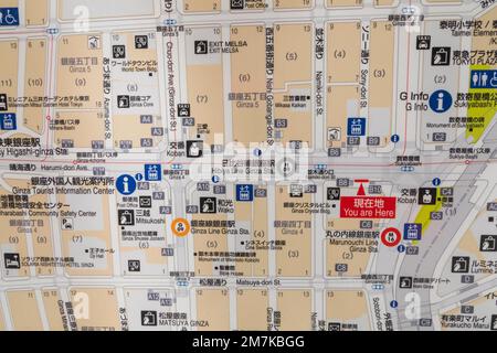 Japan, Honshu, Tokyo, Ginza, Bi-lingual Street Map Stock Photo - Alamy