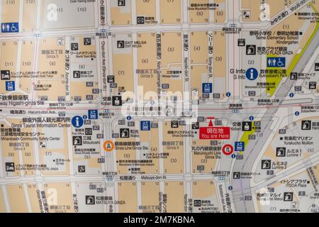 Japan, Honshu, Tokyo, Ginza, Bi-lingual Street Map Stock Photo - Alamy
