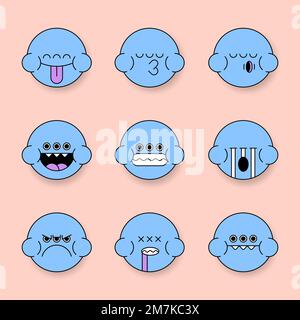 Blue monster frog emoji sticker set vector Stock Vector Image & Art - Alamy