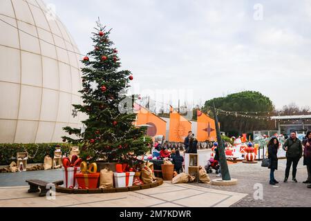 A general view of Christmas decorations At Oltremare Theme Park on ...