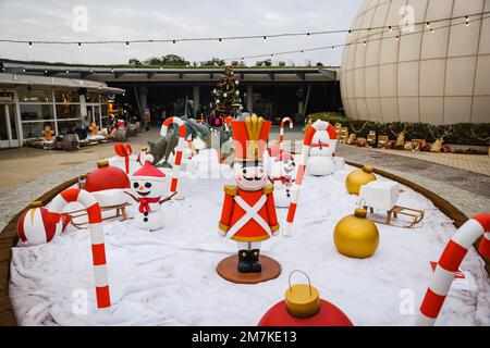 A general view of Christmas decorations At Oltremare Theme Park on ...