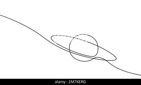 Continuous one line drawing Saturn Planet. Vector illustration. Vector ...