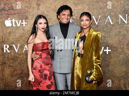 M. Night Shyamalan, (c), and daughters Saleka Shyamalan, (l), and ...