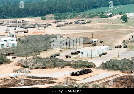 A view of a camouflaged AN/TPS-43 tactical 3-D radar antenna located ...