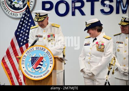 Rear Adm. Shannon Gilreath, incoming 5th District commander, salutes ...