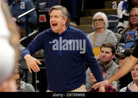 Minnesota Timberwolves coach Chris Finch talks to playeors during a ...