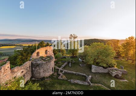 Germany, Thuringia, Meiningen, Henneberg, Henneburg castle ruin ...