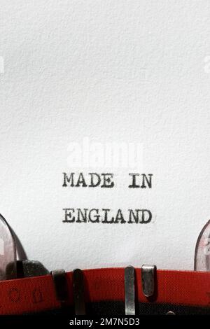 The sentence, made in England, written with a typewriter Stock Photo ...