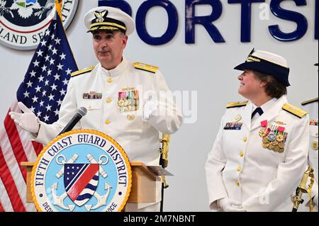 Rear Adm. Shannon Gilreath, incoming 5th District commander, salutes ...