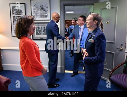 Capt. Taylor Bye speaks with Air Force Chief of Staff Gen. CQ Brown, Jr ...
