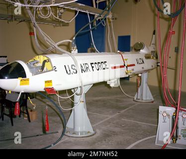 An AGM-86 air-launched cruise missile (ALCM) is being released on a B ...