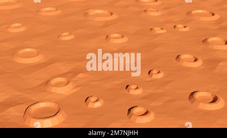 Alien planet surface with craters on background of deep cosmos sky with ...