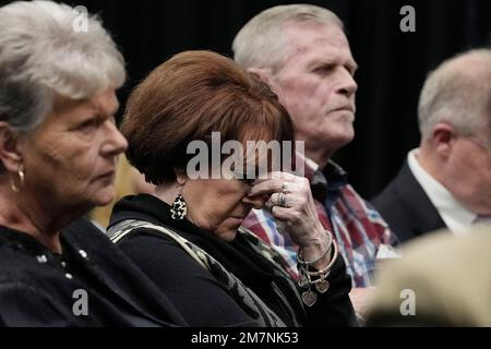 Debra Wyatt, center, the daughter of murder victims AJ and Patsy ...
