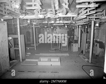 An interior view of the radar, IFF and combat information center space ...