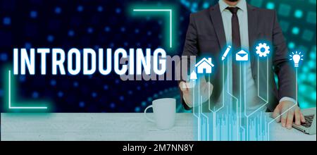 Writing displaying text Introducing. Business overview Presenting a ...