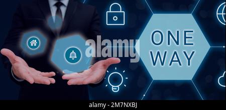 Sign displaying One Way. Word for Only direction Street sign Traffic ...