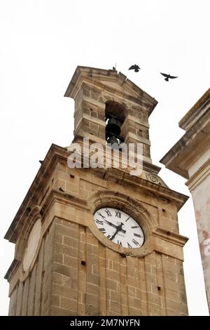 Racale, Italy. The clock/ bell tower, built in the 12th century as a ...