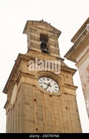 Racale, Italy. The clock/ bell tower, built in the 12th century as a ...