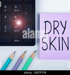 Text caption presenting Dry Skin. Word Written on uncomfortable ...