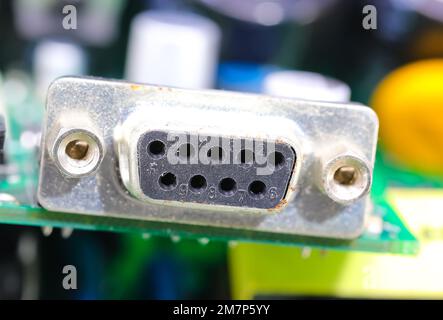 Female serial Port called RS232 to transfer data in the device Stock ...