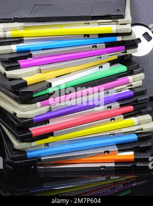 Old floppy disks used to save computer data in the 90s Stock Photo - Alamy