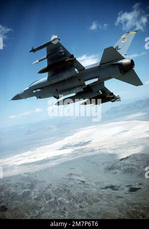 A view of two F-16A Fighting Falcon aircraft taxiing out. The aircraft ...