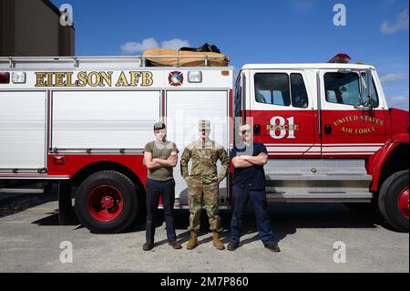 U.S. Airmen assigned to the 354th Logistics Readiness Squadron pose for ...