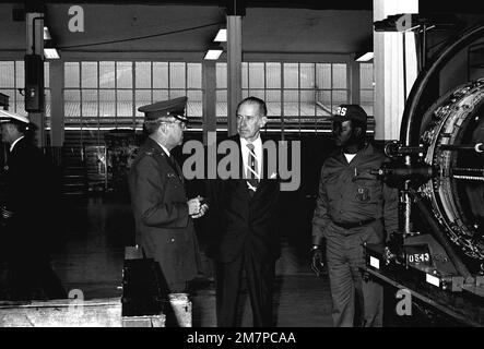 Deputy Secretary of Defense Graham Claytor greets an F-4 Phantom II ...
