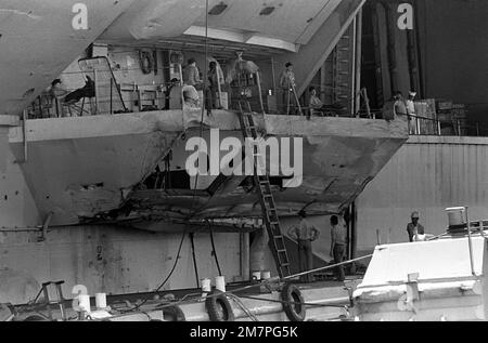 USS Midway (CV-41) damaged by collision with freighter Cactus Stock ...