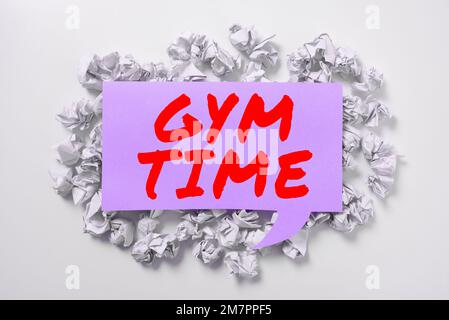 Sign displaying Gym Time. Business idea a motivation to start working ...