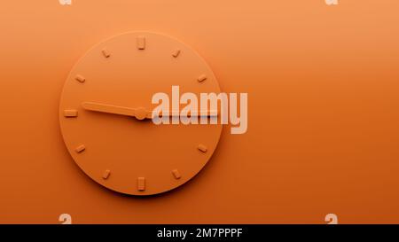 A minimalistic orange clock illustration showing quarter to nine o ...