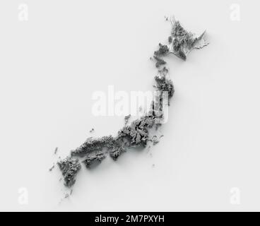 Relief map of Japan with shaded relief Stock Photo - Alamy