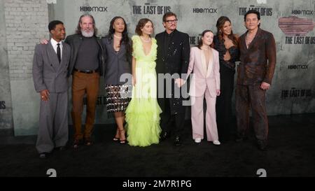 (L-R) THE LAST OF US Cast - Lamar Johnson, Jeffrey Pierce, Storm Reid, Nico Parker, Pedro Pascal ...