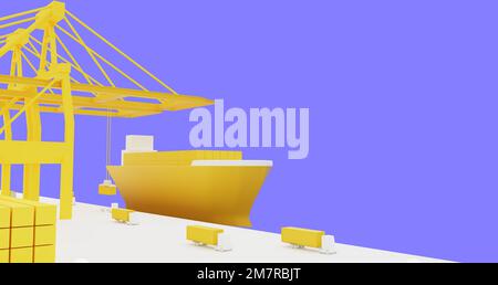 Container Shipping Terminals. shipping ports logistics landing page. 3d ...