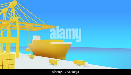 Container Shipping Terminals. shipping ports logistics landing page. 3d ...