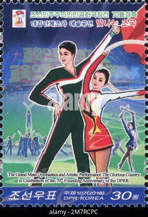 2018 North Korea stamp. The 70th Anniversary of the Democratic Peoples ...