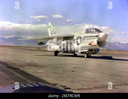A right front view of an A-7E Corsair II aircraft, with wingtips folded ...