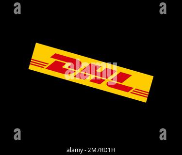 DHL Aviation, rotated logo, black background Stock Photo - Alamy
