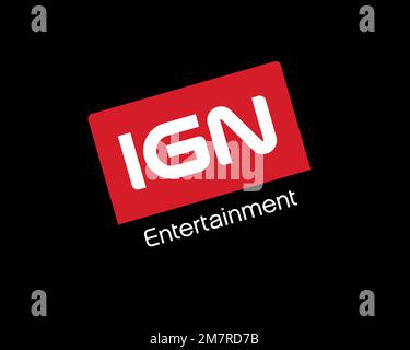 IGN, rotated logo, black background B Stock Photo - Alamy