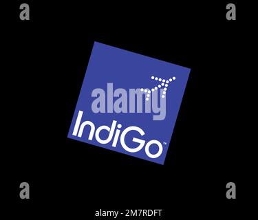 IndiGo, rotated logo, black background Stock Photo - Alamy