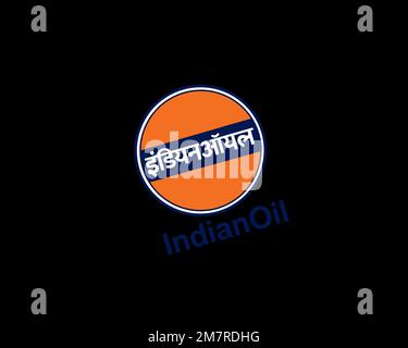 Indian Oil Corporation, rotated logo, black background B Stock Photo ...