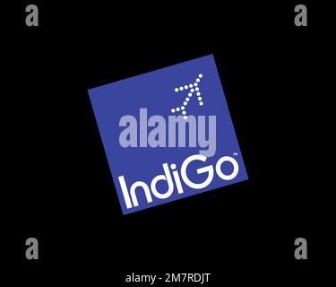 IndiGo, rotated logo, black background B Stock Photo - Alamy