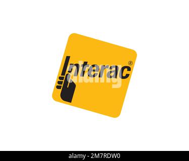 Interac, rotated logo, white background Stock Photo - Alamy