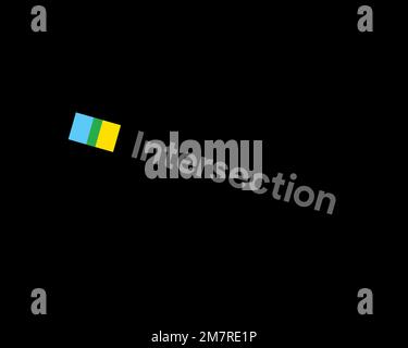 Intersection company, rotated logo, black background Stock Photo - Alamy