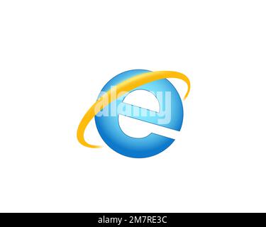 Internet Explorer 3, rotated logo, white background B Stock Photo - Alamy