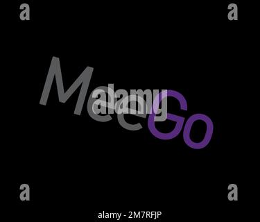MeeGo, rotated logo, black background Stock Photo - Alamy