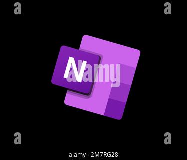 Microsoft OneNote, rotated logo, black background Stock Photo - Alamy